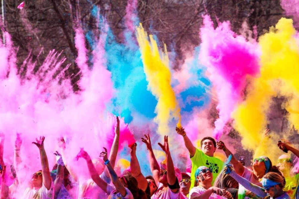 Polvo Holi Moly Naranja Durazno Colorful Party Extintor Fiesta