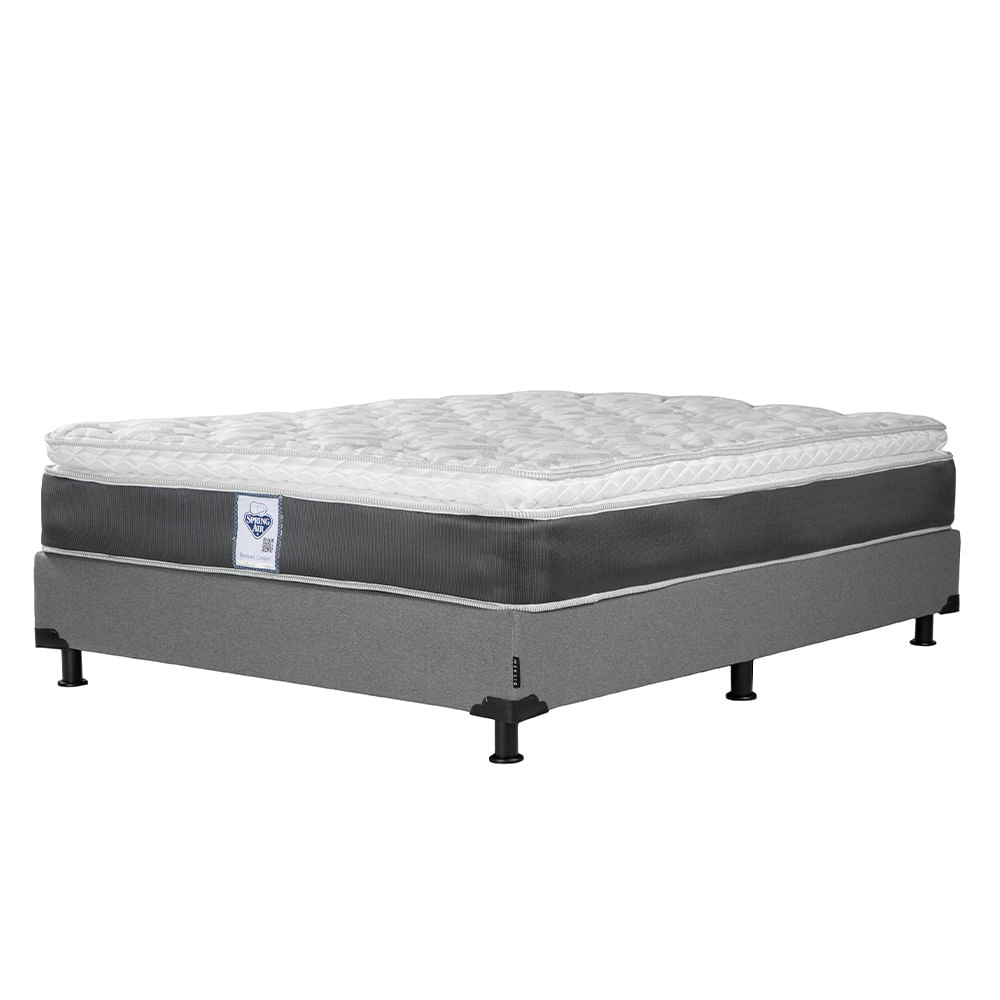Colchón Queen Size Spring Air Marte+Box Dicasa Gris+2 Almohadas O RGH