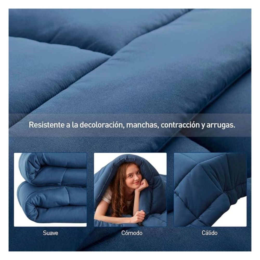 Edredón Bluelander Queen Hipoalergénico Acolchado Reversible Azul