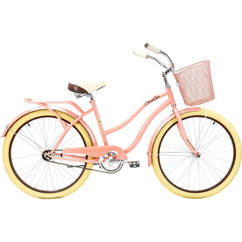 Bicicleta Mercurio Cruiser Retro Salpicaderas Rodada 26 Color Salmón