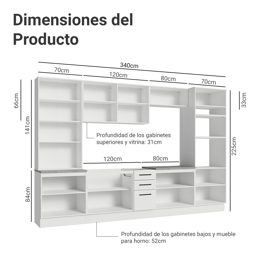 Cocina Integral Completa Armario de Vidrio Madesa Agata BB 2