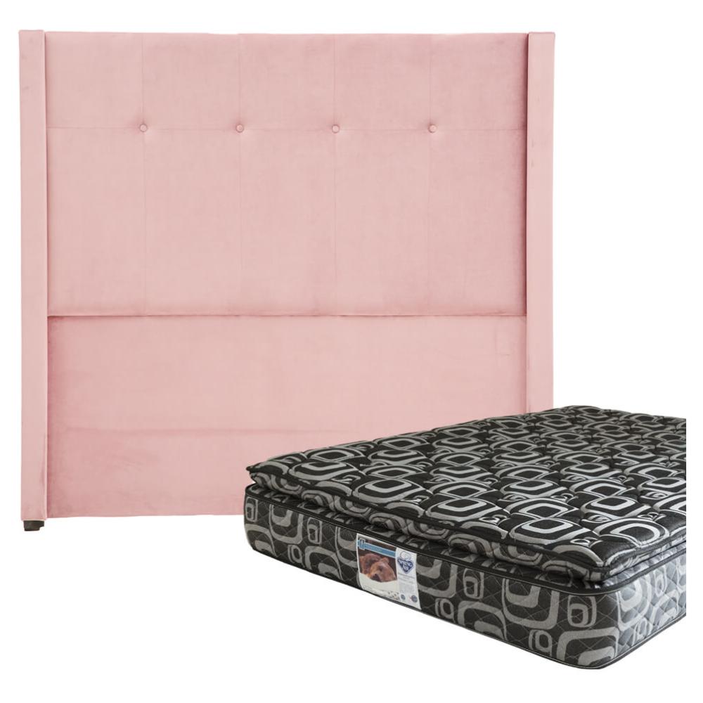 Colchón Queen Size Spring Air Morgan +Cabecera Toledo Palo de Rosa RGH