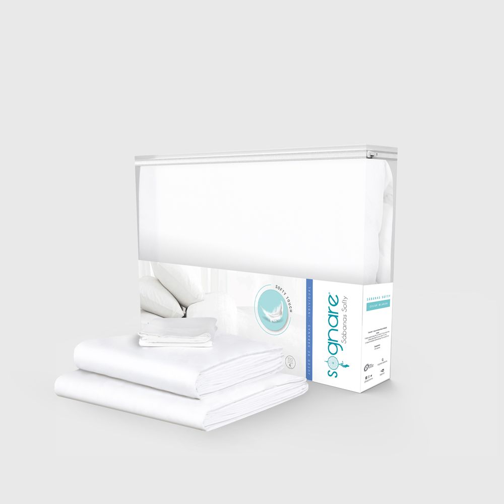 Sognare Sábanas Blancas Softy Touch Individual Ajustables Color Blanco