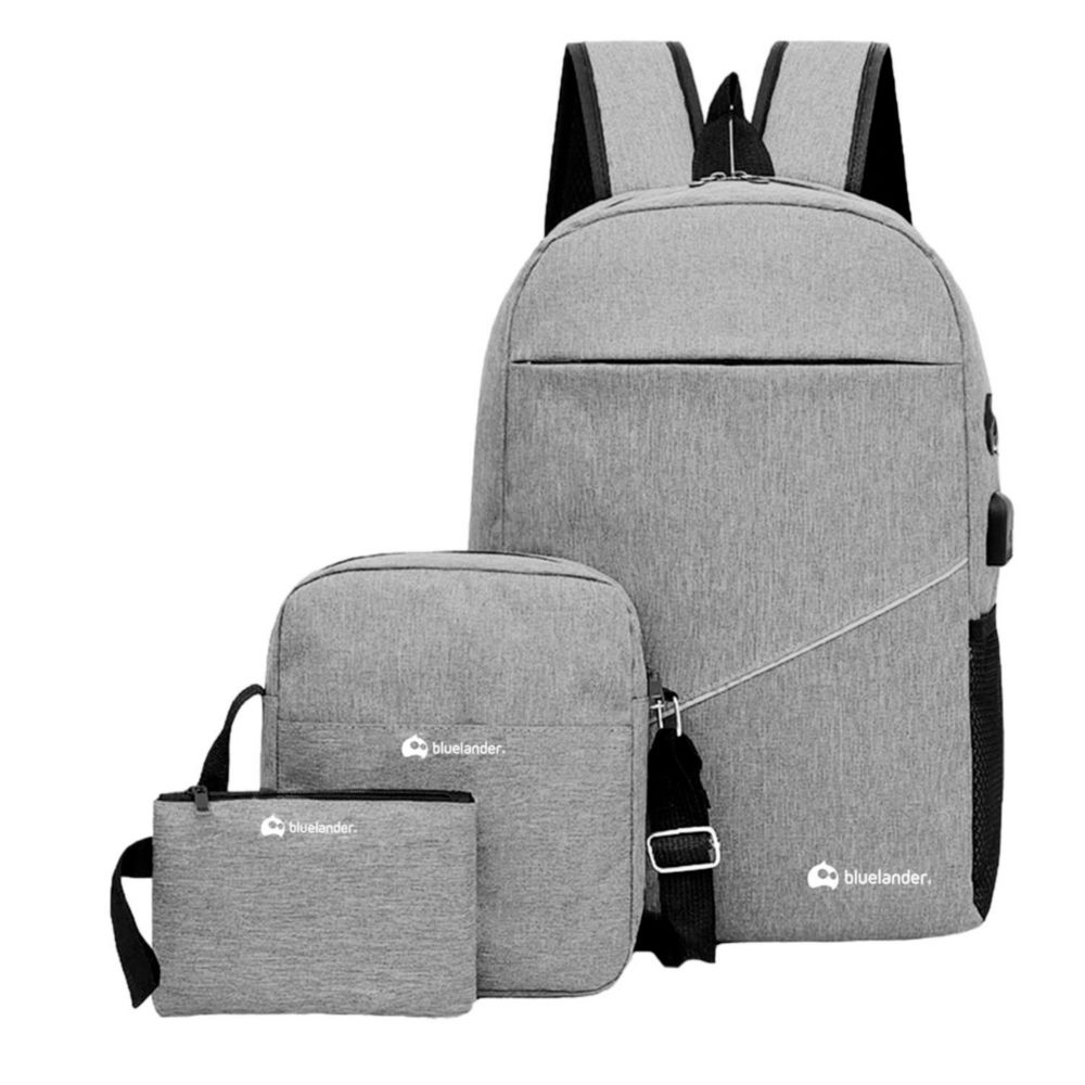Mochila Bluelander 3 Piezas Gris