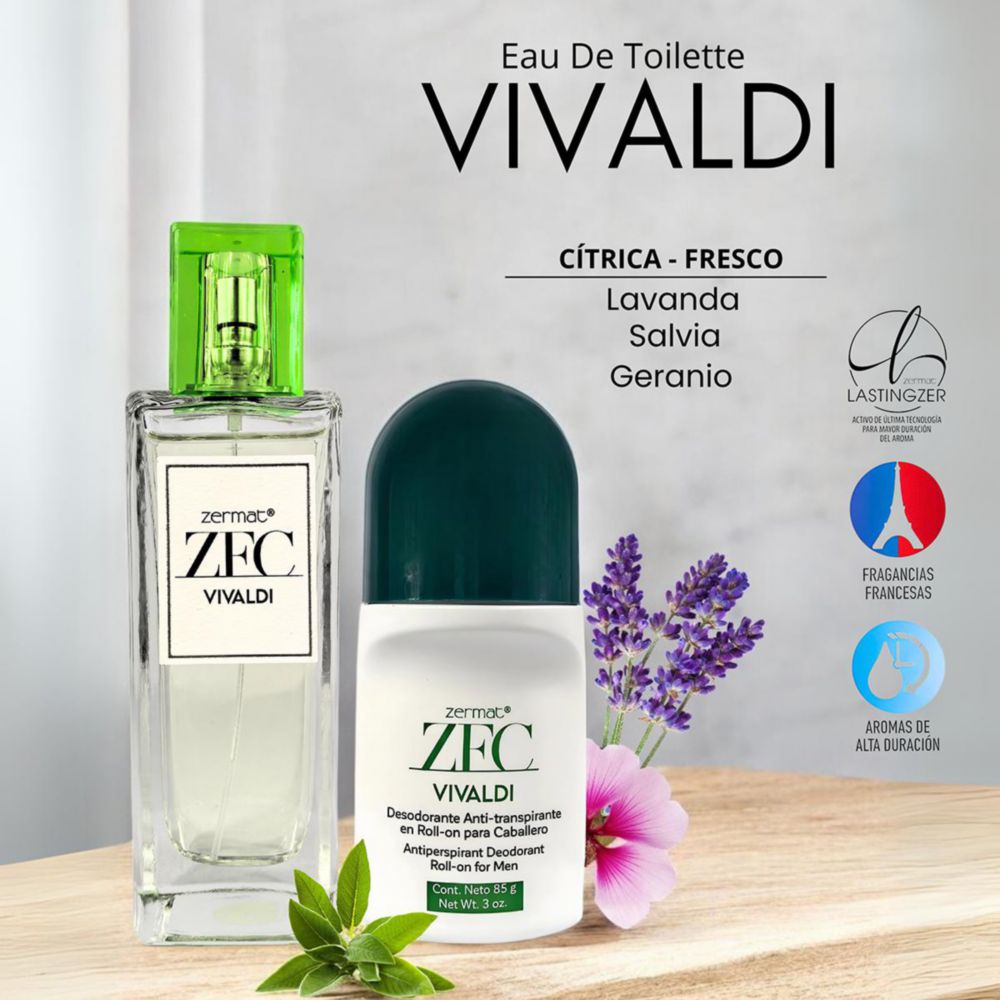 Paquete Perfume Zermat Vivaldi 100ml Caballero + Desodorante