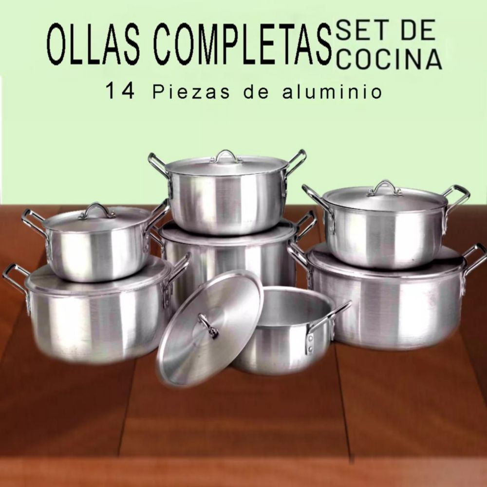 Juego De Ollas Completas De Aluminio 14 Piezas Perfectas Para Tu Cocina