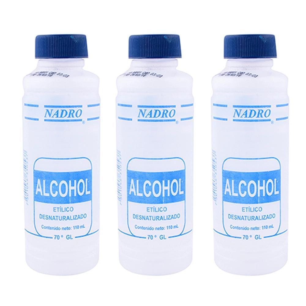 ALCOHOL NADRO TRES PZS DE 110 ML C/U ALCOHOL Solución
