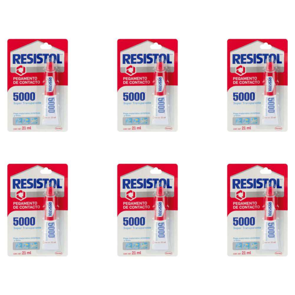 PACK 6 ADHESIVOS RESISTOL 5000 SUPER TRANSPARENTE 21 ML