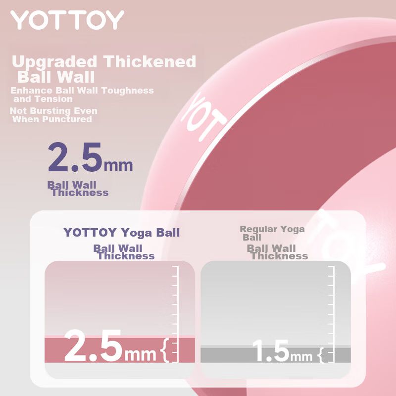 Pelota de yoga Yottoy antiexplosión 65 cm rosa claro