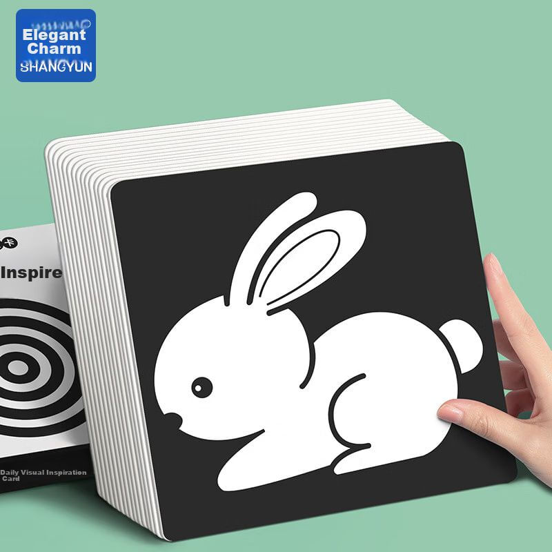 Tarjetas educativas de estimulación visual Shangyin 80 piezas blanco y ...