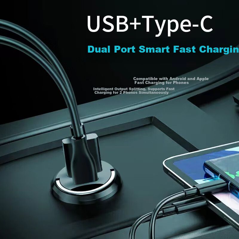 Cargador De Coche Yomo Mini Pd30W Usb Y Tipo C Negro