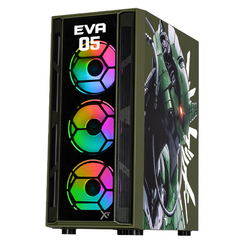 Gabinete xtreme pc eva 05 comic media torre 4 fan argb verde