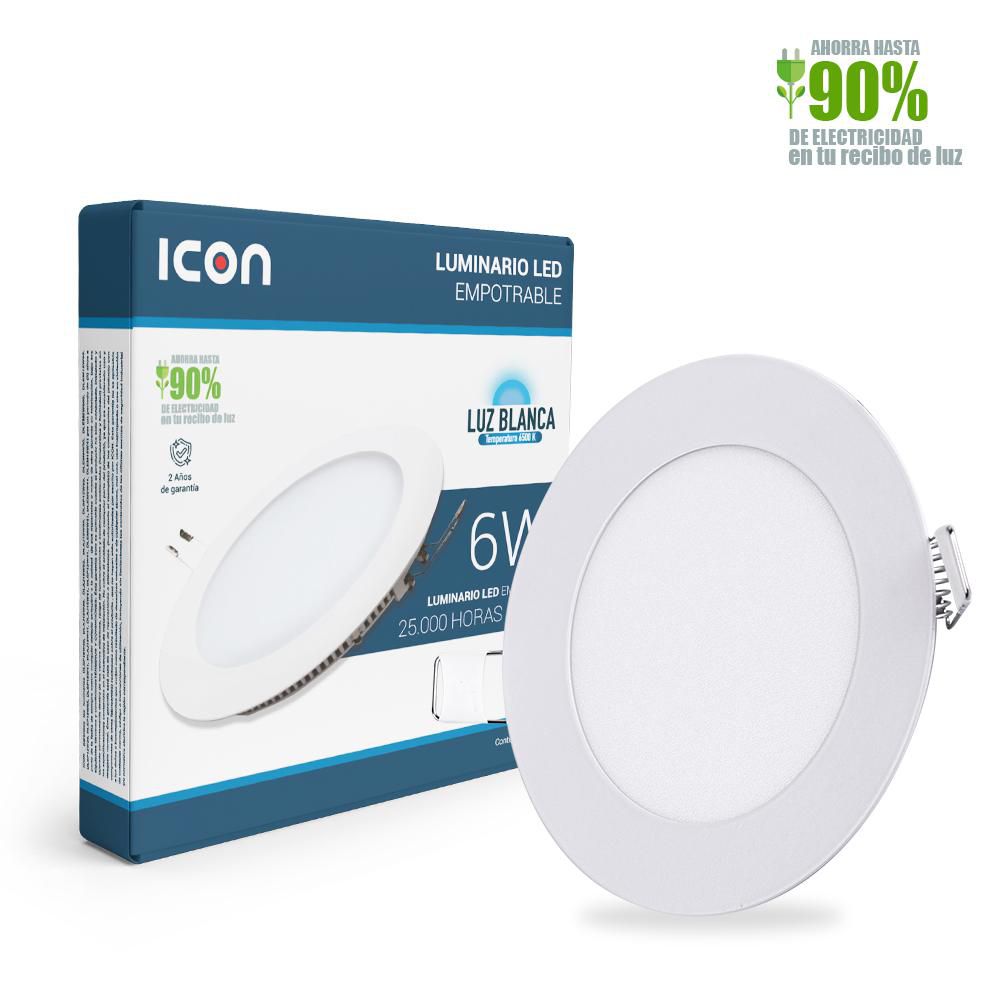 ICON Downlight LED Empotrable 12W Luz Cálida 3000K Pack 20 Piezas