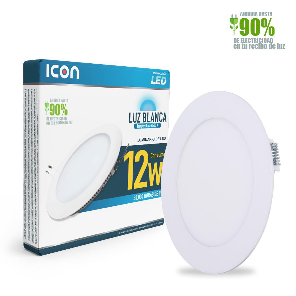 ICON Downlight LED Empotrable 12W Luz Blanca 6500K Pack 10 Piezas