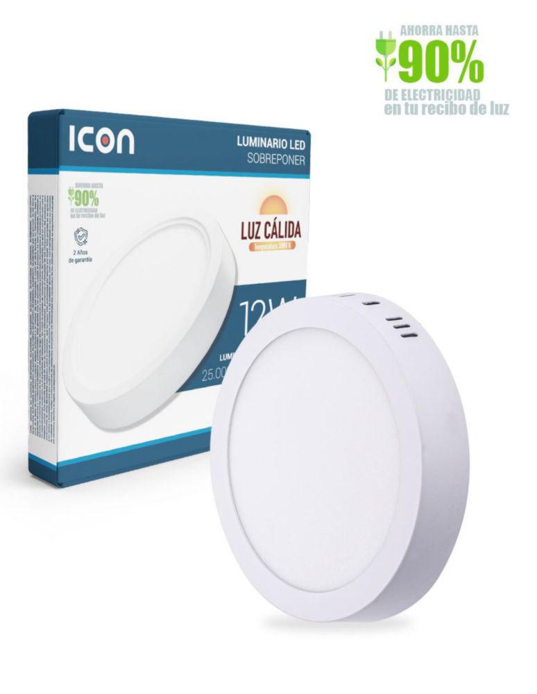 ICON Downlight LED de Sobreponer 12W Luz Cálida 3000K Pack 20 Piezas