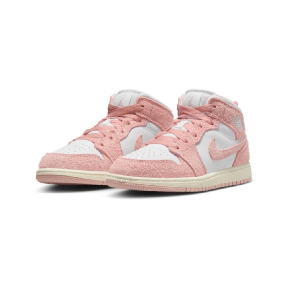 Tenis Jordan 1 Mid SE Rosa Con Blanco PAra Niña Talla 17
