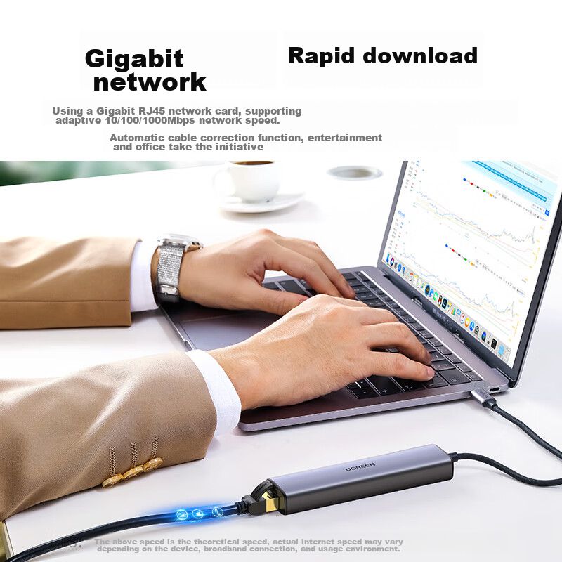 Dock Tipo-C Ugreen Con Ethernet Gigabit Y Usb 3.0 Para Laptops Y Mac