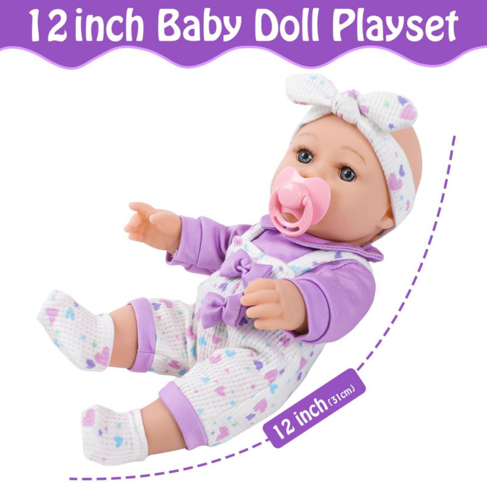 Muñeca bebé UZIDBTO de 30 cm con mochila portabebés con estampado de ...