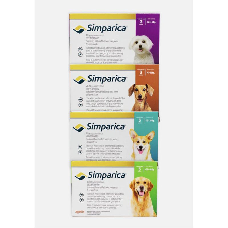 Simparica trio 24 mg 1 x 1 tab (azul) caja con blister con 1 tabs linea ...