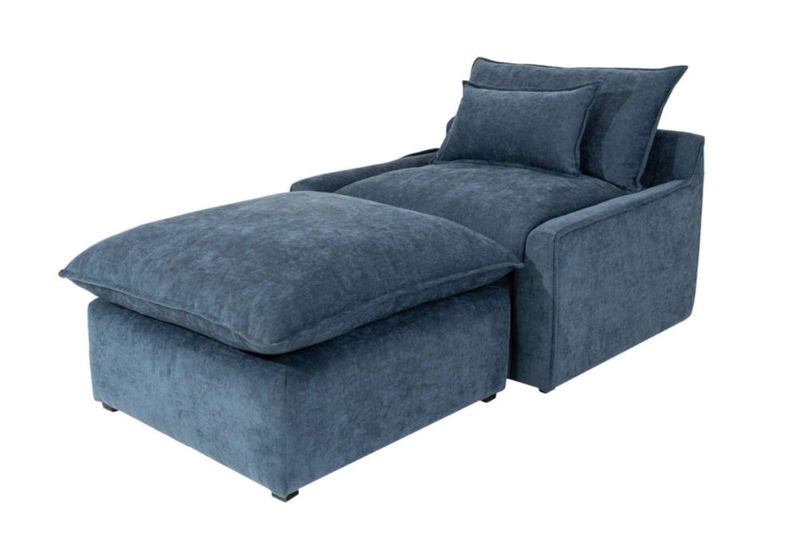 Sillon individual con taburete Nabu Azul Marino Kessa Muebles