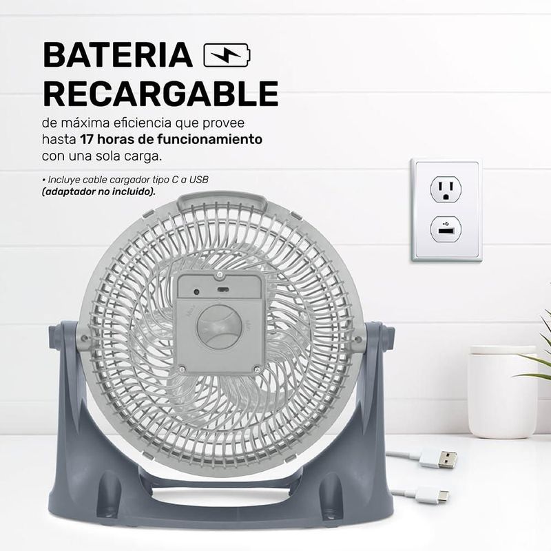 TAURUS AIR2GO | Ventilador de Escritorio 10 Pul. | Batería recargable