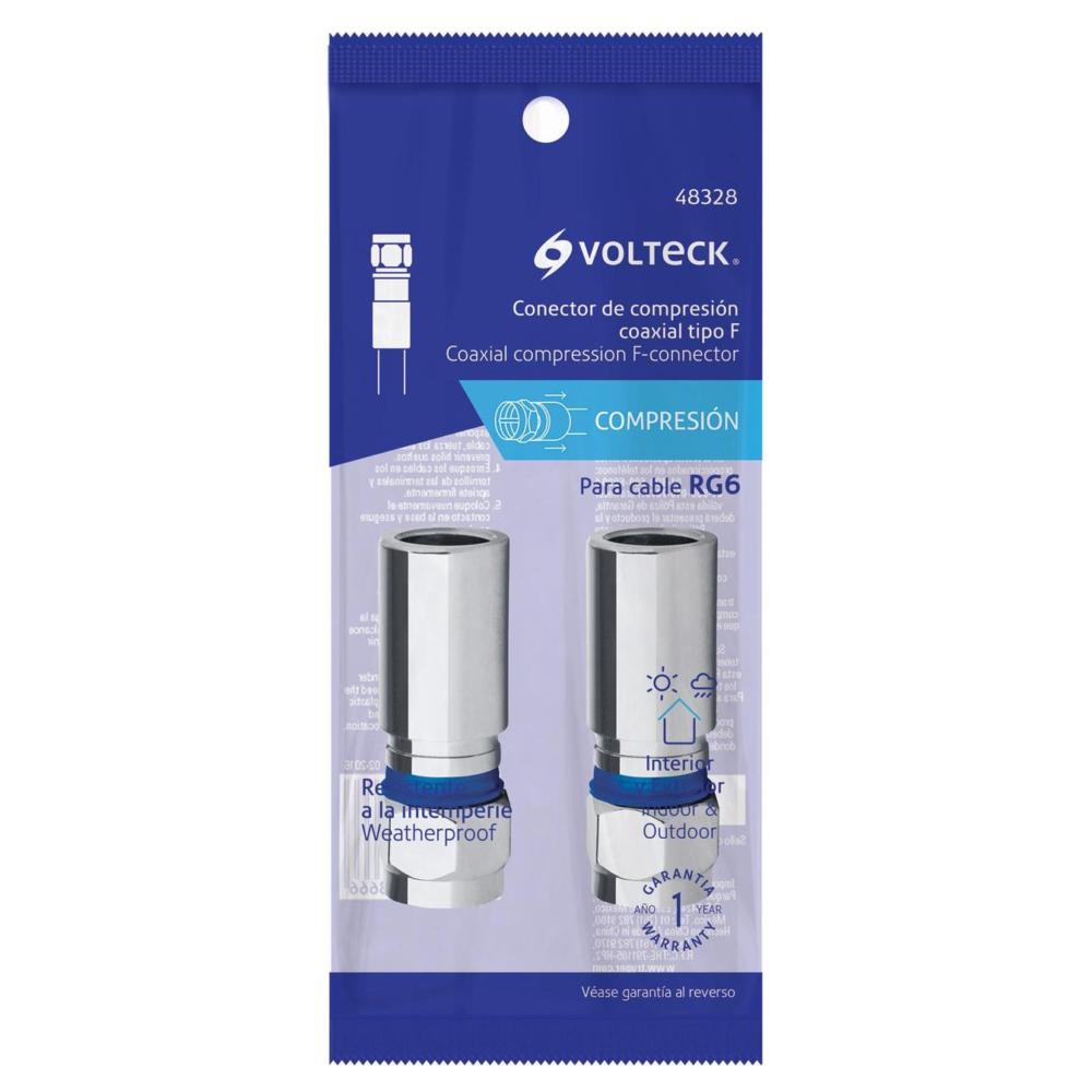 Bolsa con 2 conectores coaxiales RG 6 de compresión, Volteck
