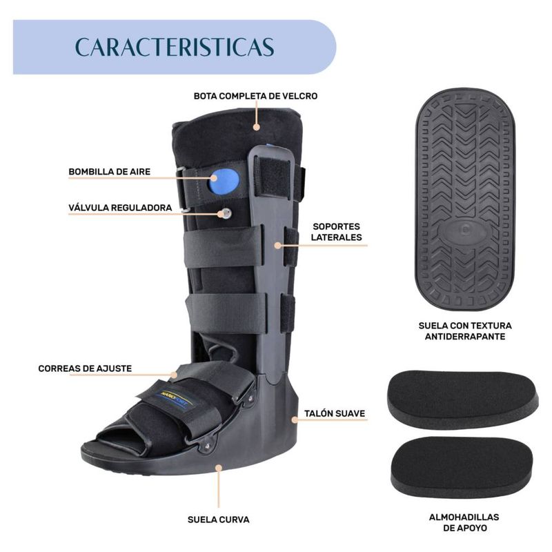 Bota Neumatica Ortopedica Ferula Walker Larga Inmovilizador Talla Ch