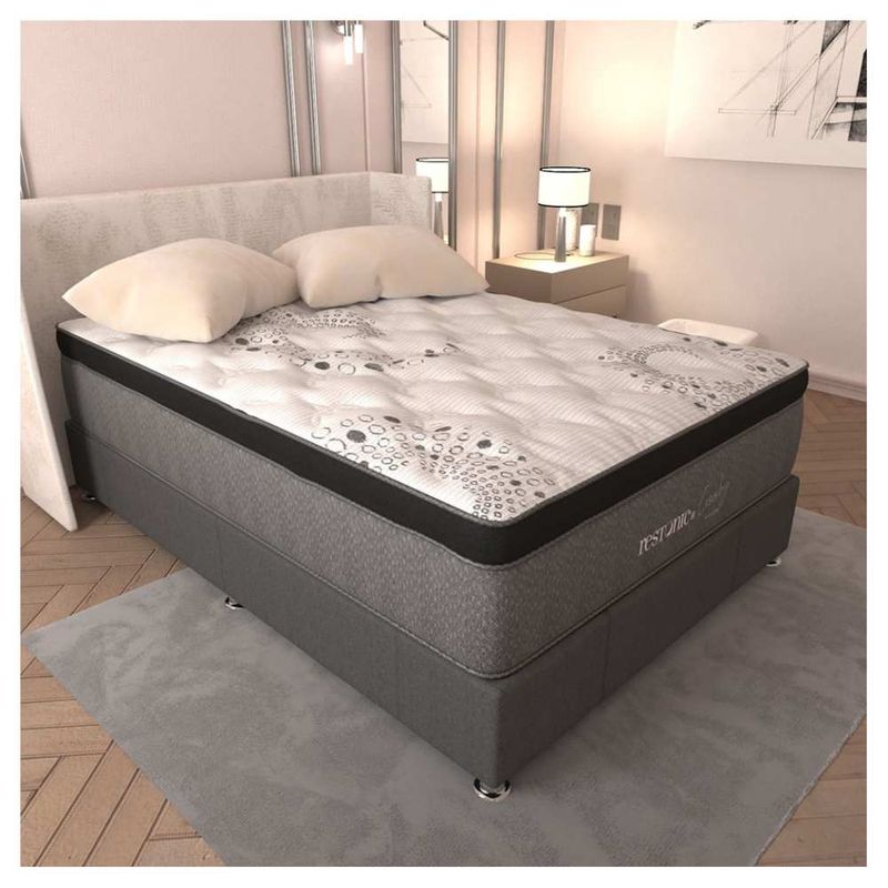 Colchon Restonic King Size Crosby Premier Con Base Y Almohadas