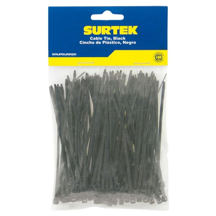 50 Cinchos Plastico 150x3.6mm Negro Resistentes Surtek
