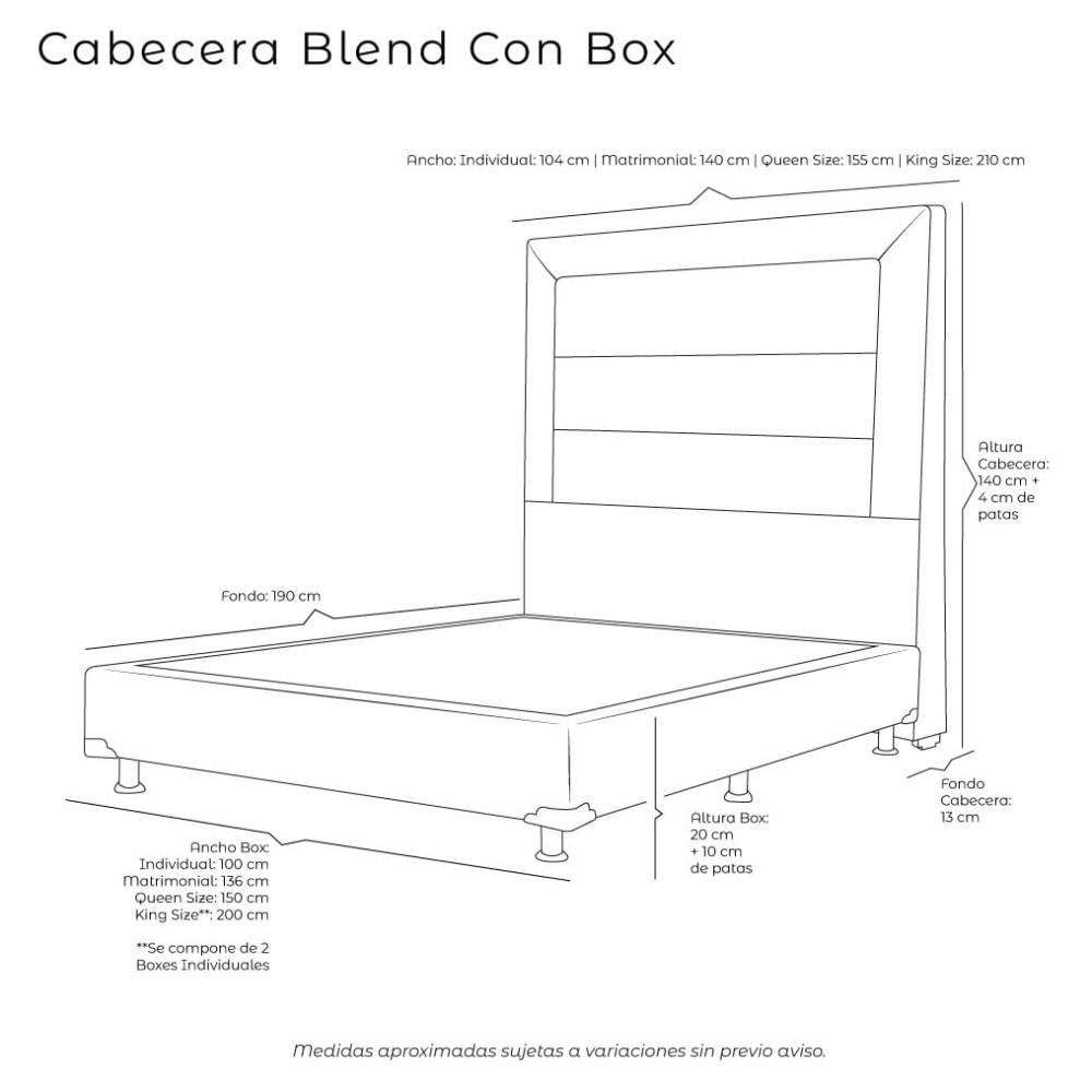 Cabecera Individual Dicasa Blend Verde + Box Dicasa Imperio CZD