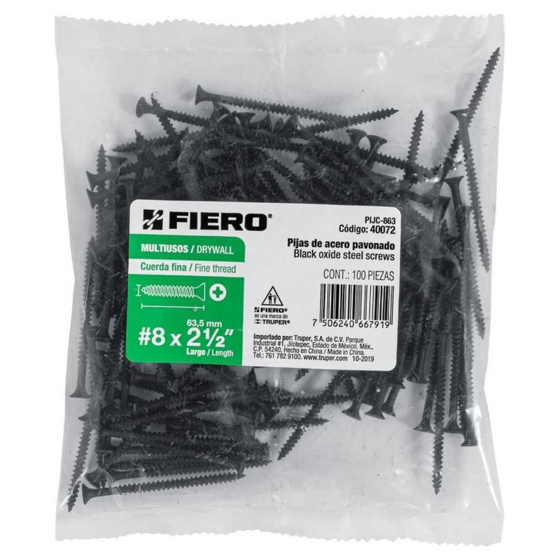 Pija multiusos 8 x 2-1/2', cuerda cerrada, caja 100 piezas Fiero Pija multiusos 8 x 2-1/2', cuerda cerrada, caja 100 piezas Fiero