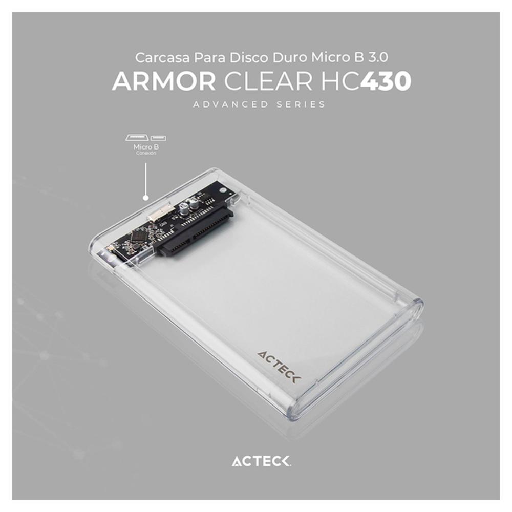 Case Enclosure ACTECK ARMOR CLEAR HC430 5 Gbps SATA 2.5 USB Blanco Case Enclosure ACTECK ARMOR CLEAR HC430 5 Gbps SATA 2.5 USB Blanco