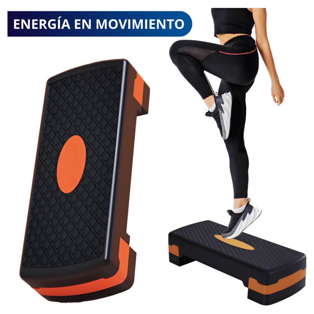 Banco Step Para Ejercicio Ecomlab Crossfit Fitness Ajustable Naranja