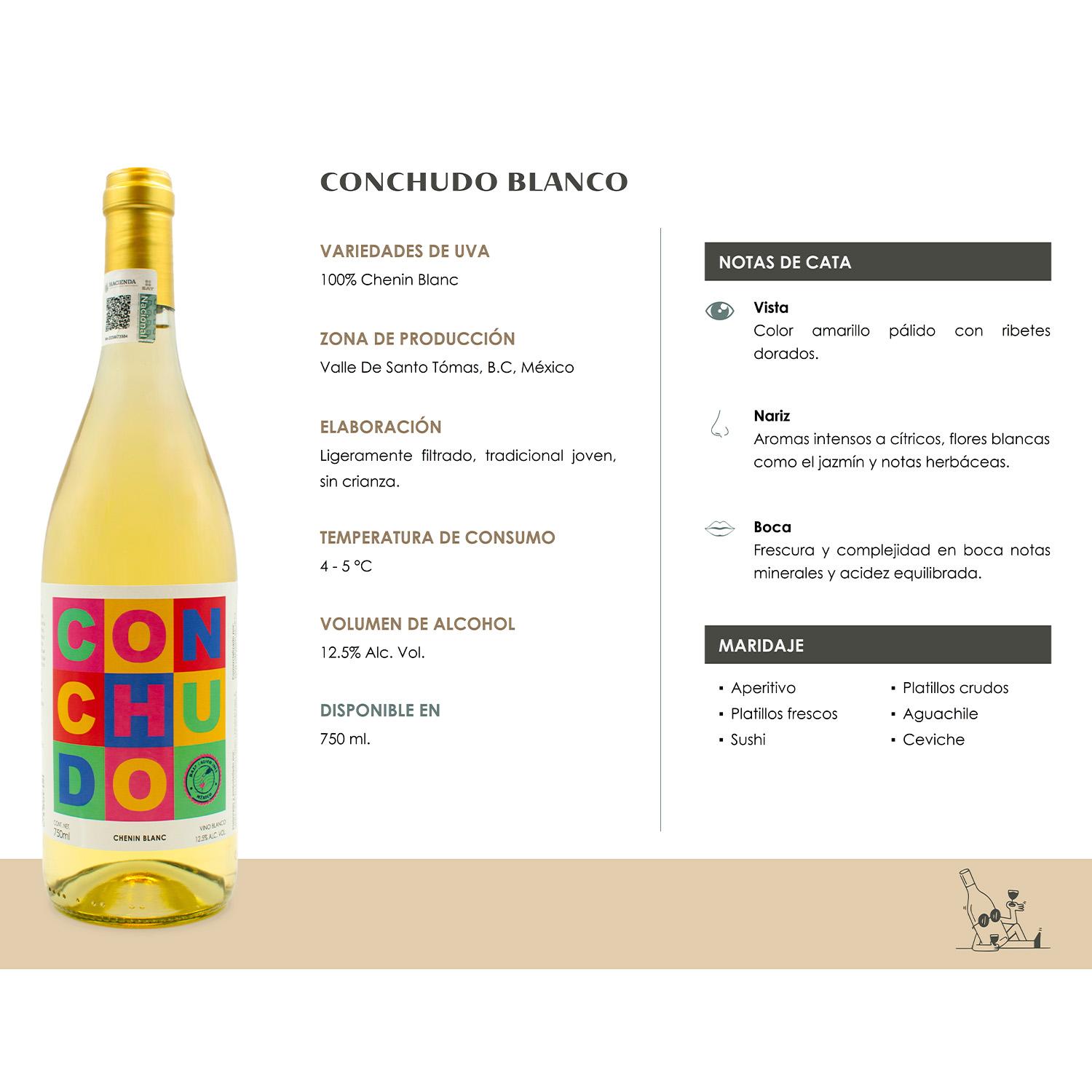 Vino Blanco Conchudo Chenin Blanc Valle Sto.Tomás 750 ml